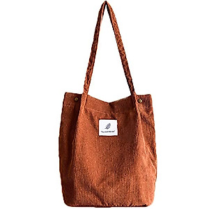 WantGor Women Corduroy Tote Bag, Large Shoulder Hobo Bags Casual Handbags Big Capacity Shopping Purses Work Bag