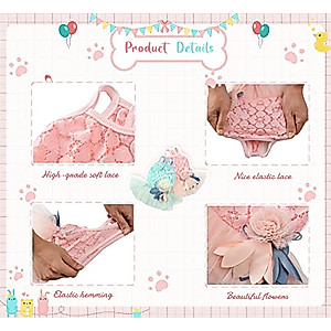 MSNFOASM 2Pack Dog Sweetie Flower Mesh Dress,Dog Lace Tutu Skirt Wedding Dress for Small Girl Dogs Cats（Pink&Green M）