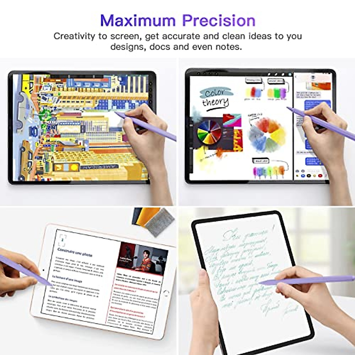 iPad Pencil 2nd Generation with Magnetic Wireless Charging, Apple Pencil 2nd Generation, Smart Pen Compatible with iPad Pro 11 in 1/2/3/4, iPad Pro 12.9 in 3/4/5/6, iPad Air 4/5, iPad Mini 6, Purple