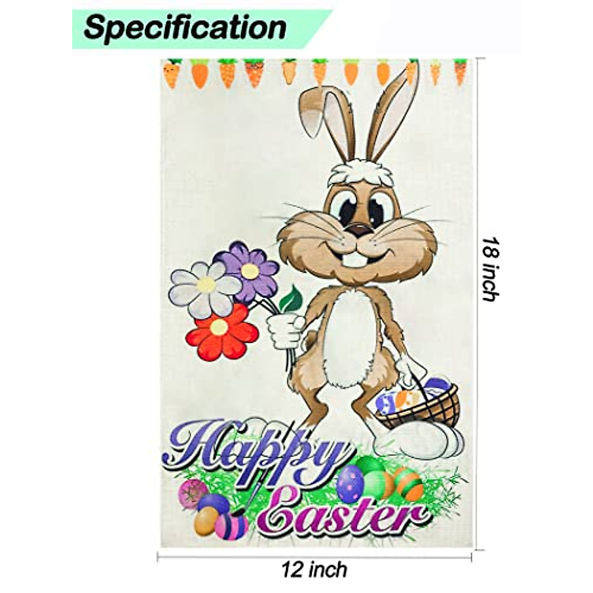 Welcome Easter Garden Flag 12 x 18 Inch Vertical Double Sided Rabbit Bunny Garden Flag Decorative Outside Yard Outdoor Farmhouse Easter Decorations