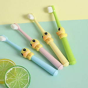 TOYANDONA 4pcs Extra Toothbrush with 10000 Bristles Cartoon Duck Micro Nano Manual Toothbrushes Sensitive Gums Toothbrushes Adult Kid Tooth Brush