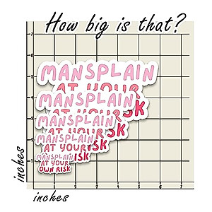 Miraki Mansplain At Your Own Risk Sticker, Gender Equality Sticker, Feminism Sticker, Water Assitant Die-Cut Vinyl Stickers Decals for Laptop Phone Kindle Journal Water Bottles, Sticker for Women