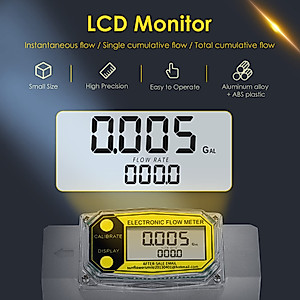 CGOLDENWALL 1.5-inches Water Meter Turbine Fuel Flow Meter Digital Flowemeter for Diesel Kerosene, Flow Rate Metering Range 10-73.5 GPM, Al-Alloy Made