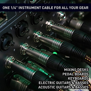 Pro Grade Right Angle Electric Guitar Cable 10 ft / 3m - Universally Compatible Instrument Cable/Guitar Cord 10 ft/Amp Cord for Electric Guitar - Guitar Amp Cord for Electric Guitar