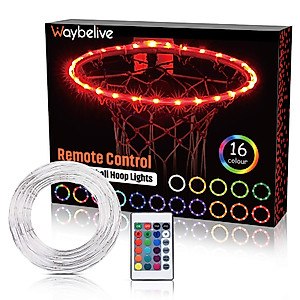 Waybelive LED Basketball Hoop Lights, Remote Control Basketball Rim LED Light, 16 Color Change by Yourself, Waterproof, Super Bright to Play at Night Outdoors, Good Gift for Kids