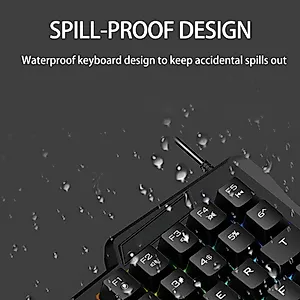 Archuu One-Handed Mechanical Gaming Keyboard,35 Keys Waterproof Professional Gaming Keypad,with 3 Color Backlight, Single Handed Keyboard for Computer Mobile Games