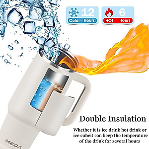 40 oz tumbler with handle and straw | Leak Proof,Insulated, Reusable Travel Coffee Mug Stainless Steel | Includes Tumbler Accessories Straw Cover Silicone Boot Easter Gift (Moon, 40oz)