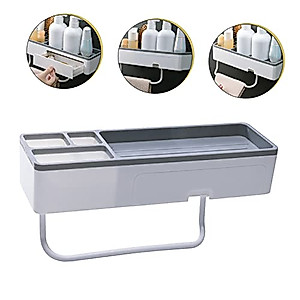 GATHINESS Shelves Bathroom Storage Rack Bathroom Wall Mounted Towel Hanger Adjustable Shelves Corner Shower Pot bar Rack Hand Towel bar Towel Rod Storage Basket Nail Free Shelf