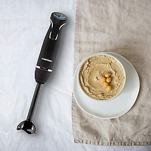 Chefman Immersion Blender 300-Watt Turbo 12 Speed Stick Hand Blender, Powerful Ice Crushing Design Purees Smoothies, Sauces & Soups, Detachable Heat Resistant Plastic Blade Guard Protects Pots, Black