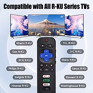 maqsai New Remote Control for R-KU -TV,Compatible TCL R-KU/Hisense R-KU/Onn R-KU/Sharp R-KU/Element R-KU/Westinghouse R-KU/Philips R-KU/Insignia R-KU/Jvc R-KU/RCA Smart TVs 【Pack of 2】
