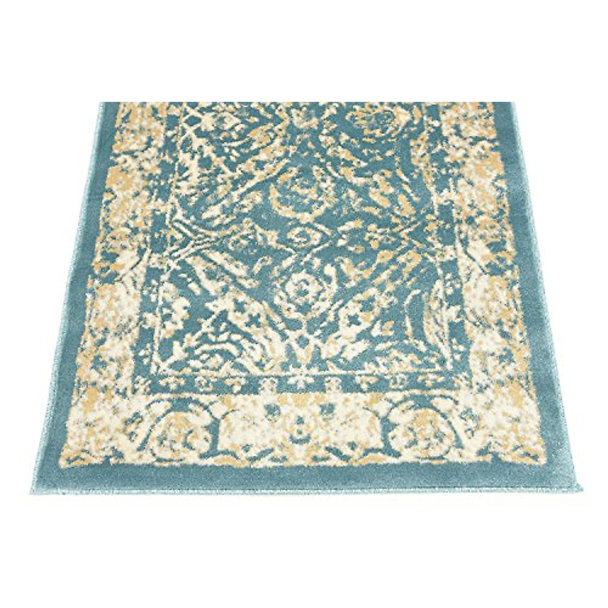 Unique Loom Oslo Collection Traditional Botanical Teal Runner Rug (3' x 13')