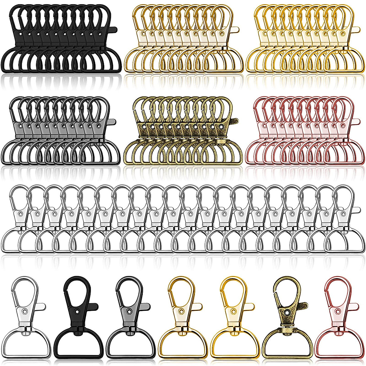 Swivel Clasp Hooks, Anezus 80Pcs Key Chain Clip Hooks, D Ring Clip Lanyard Hardware for Keychain Making, Lanyard Making, Purse Hardware, DIY Craft (1” Inside Width)