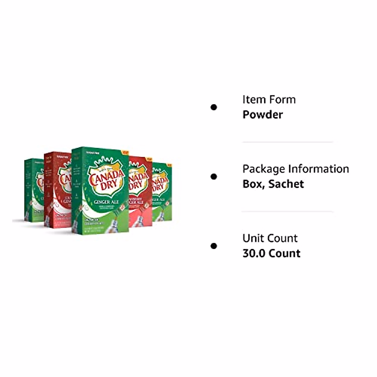Canada Dry Powder Drink Mix – ginger flavor, Sugar Free & Delicious (Variety, 30 Sticks)