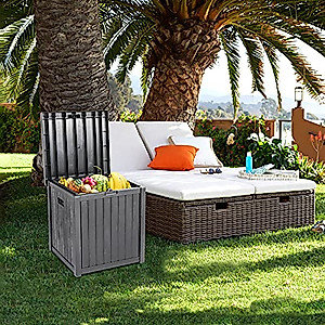 Spaco 51gal 195L Outdoor Garden Plastic Storage Deck Box Lockable Seat Waterproof Outdoor Patio Garden Furniture for Indoor, Outdoor, Garden, Courtyard (Grey)