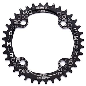 Dymoece Narrow Wide Bike Single Chainring 104BCD 32T/34T/36T/38T for 9 10 11 Speed（Round,Black/Red,Perfect for Most of Shimano and Sram Cranksets (Black, 36T)