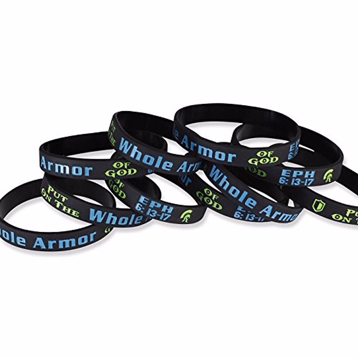 Forge Put on the Whole Armor of God Ephesians 6:13-17 Silicone Bracelet Wristbands (10 Bracelets)