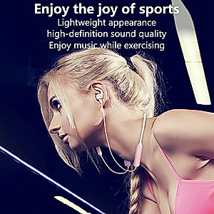 SLuB True Wireless Bluetooth Waterproof Sport HD Stereo Neckband Headphones with Mic 36H Play time Sweatproof for Cell Phone Double Battery Earbuds for iPhone/Android (Pink)