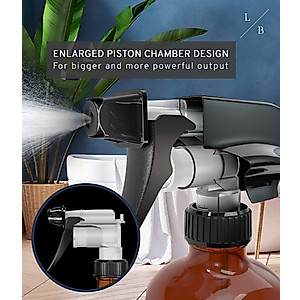 LiBa Amber Glass Spray Bottles 2 Pack, 16 oz Refillable Empty Spray Bottle for Cleaning, Essential Oils, Hair, Plants, Adjustable Nozzle for Squirt and Mist, Bleach/Vinegar/Rubbing Alcohol Safe