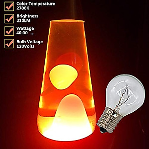 6 Pack S11 E17 Base 40 Watt Incandescent Bulbs for Lava Lamps,Replacement Bulbs for Lava Lamps,Glitter Lamps