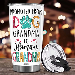 BECHUSKY Gifts For Grandma, Grandma Gift Tumbler, New Baby Reveal For Grandma, Stainless Steel Tumbler 20oz, Pregnancy Announcement, Cute Mom Nana Mimi Women Woman Grandmother Mothers Day Future V2