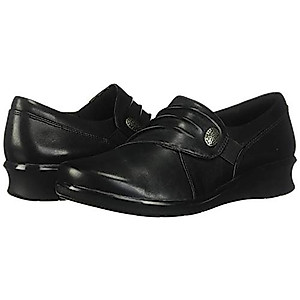Clarks Women's Hope Roxanne Loafer, Black Leather, 9.5 W US