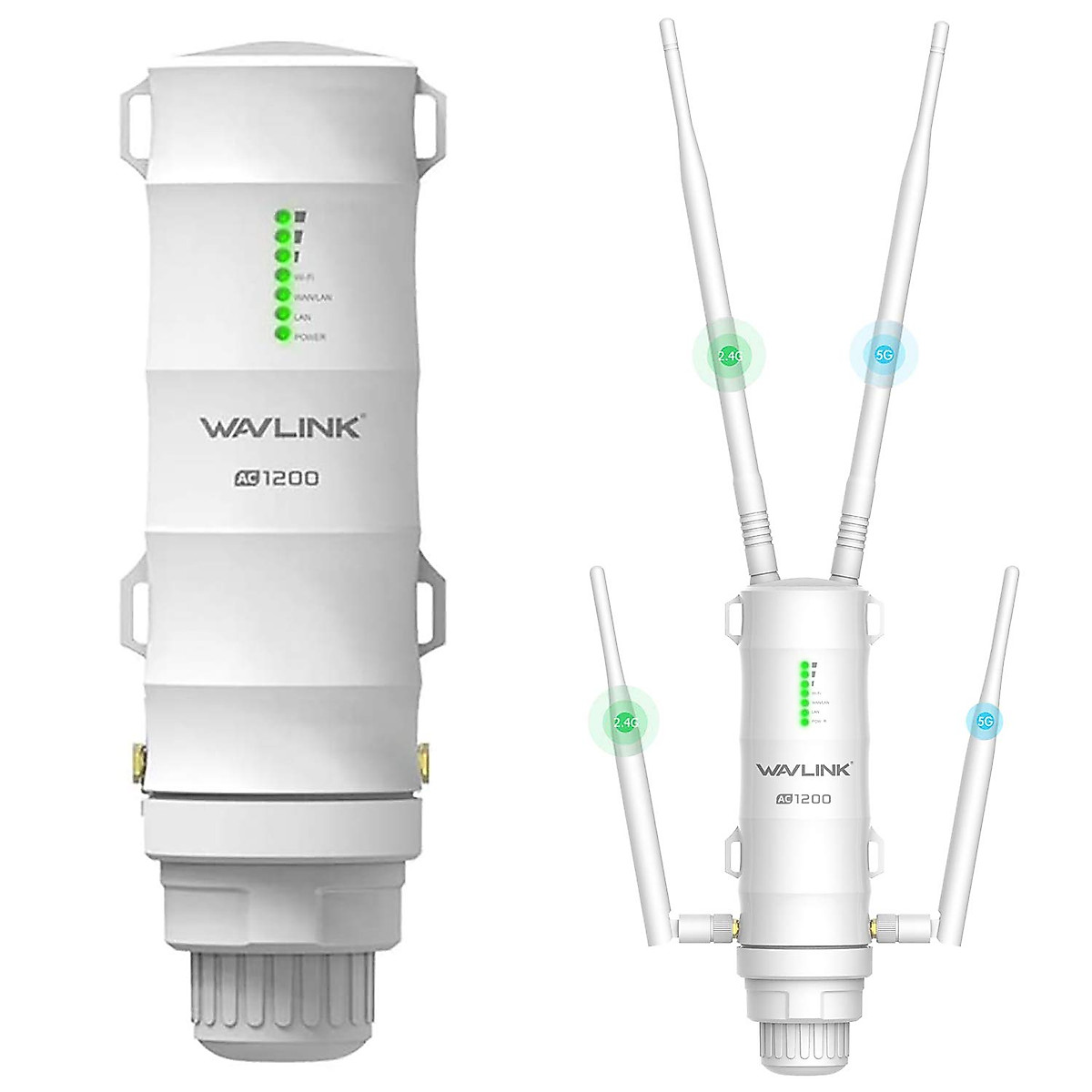 AC1200 Dual Band 2.4+5GHz 1200Mbps Long Range Outdoor WiFi Mesh Extender with Ethernet Port & 4 Antennas, Weatherproof Outside Access Point (AP)/Wireless Repeater/Signal Booster Amplifier (WN572HP3)