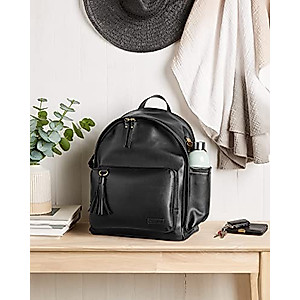 Skip Hop Diaper Bag Backpack: Greenwich Multi-Function Baby Travel Bag with Changing Pad and Stroller Straps, Vegan Leather, Black (Discontinued by Manufacturer)
