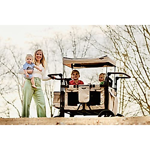Keenz XC+ 2.0 - Luxury Comfort Stroller Wagon | Foldable 4 Passenger Quad Seater with Adjustable Canopy | Mocha