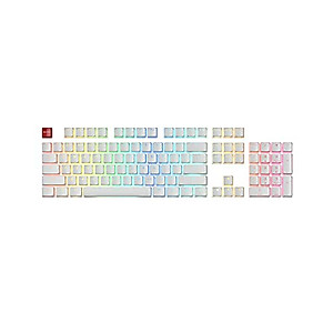 Glorious Aura V1 (White) Pudding Keycaps - Double Shot PBT Translucent for Mechanical Keyboards, 104 Key Set, TKL, Compact Compatible, English (US) Layout (Aura (White))