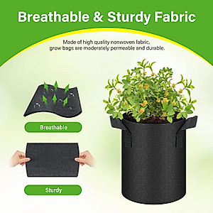 HealSmart 6-Pack 1 Gallon Nonwoven Grow Bags, Aeration Fabric Pots with Handles, Suitable for Garden Fruits, Vegetables and Flowers, Black