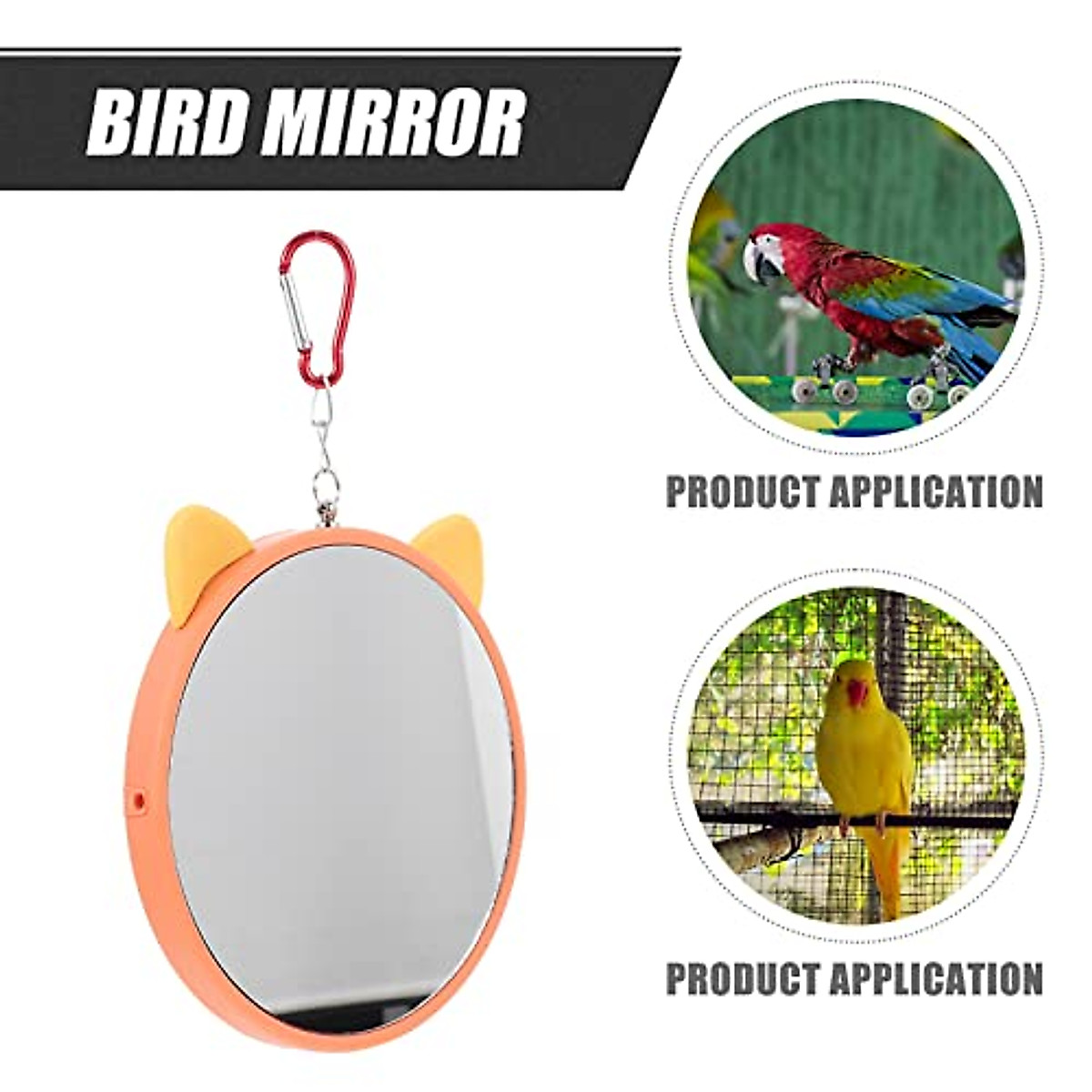POPETPOP 2Pcs Bird Mirror Parrot Hanging Swing Mirror Toys Bird Interactive Playing Toy for Chicken Cockatiel Parakeets Canaries Budgie Cage Accessories