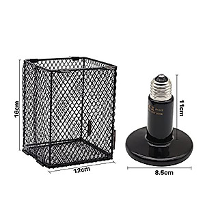 MODUODUO Reptile Lampshade Heating Lamp Shade 100W Ceramic Lamp & Cubiod Heater Guard Anti Scald for Lizards Spider and Amphibians Tortoises Gecko