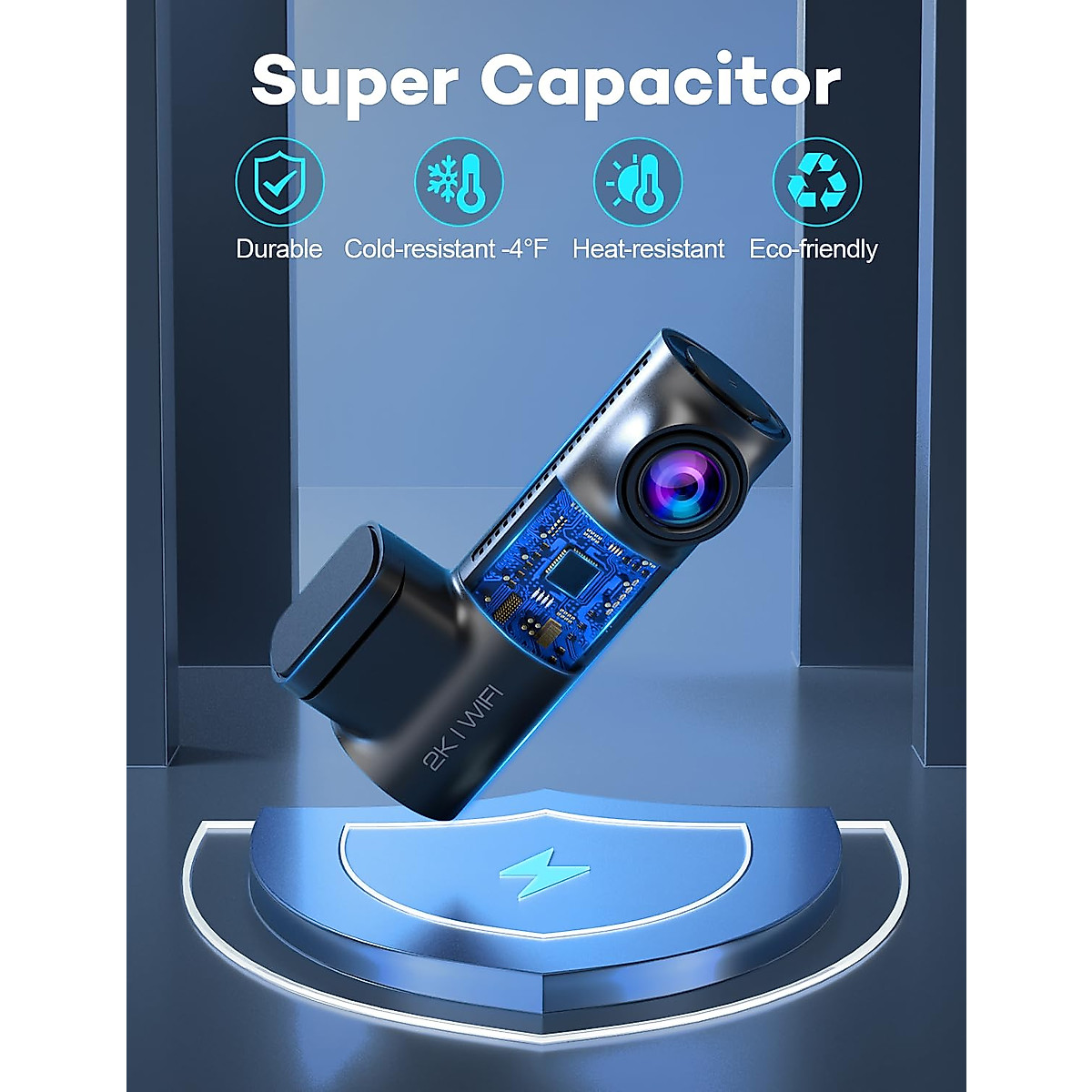 OMBAR Dash Cam 2K Built-in WiFi, Dash Camera for Cars with 0.96" LCD Display, Car Camera with 64G SD Card, Night Vision, Loop Recording, G-Sensor, 24 Hours Parking Monitor, APP, 150°Wide Angle