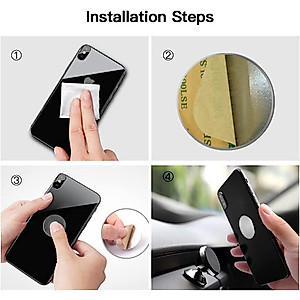 SALEX Phone Metal Stickers for Magnetic Mount. Replacement Set of 16 Magnet Metal Plates Inside Cell Phone Case. Silver Car Sticky Small Round Iron Discs with 3M Adhesive Backing for Holder, Crafts.