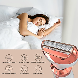 Electric Shaver for Women, Hair Removal Kit for Women Facial, Bikini Area, Underarms,Legs,4-in-1 Painless Shaving Kit, Cordless Rechargeable, Wet&Dry Facial Cleansing Brush, Massage, Callus Remove