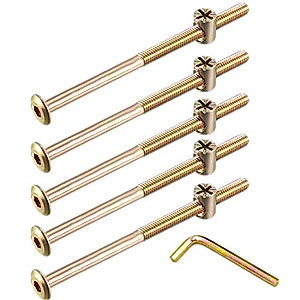 SpeedDa M6x110mm Thread Hex Key Drive Socket Furniture Bolt w Barrel Nut Bolt Nuts Assortment Kit for Furniture Cots Beds Crib and Chairs(Pack of 16)