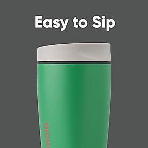 Owala SmoothSip Slider Insulated Stainless Steel Coffee Tumbler, Reusable Iced Coffee Cup, Hot Coffee Travel Mug, BPA Free 12 oz, Grey/Green (Sour Apple)