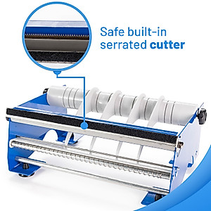 IDL Packaging 12" Manual Label and Tape Dispenser, 2" and Up Core Size, Adjustable Roll Width - Tabletop & Wall-Mounted Multi Roll Holder - Industrial Grade Steel Construction