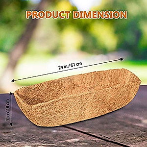 Vumdua 24" Trough Coco Fiber Replacement Liner, 2pcs Coco Liners for Planters, Natural Coconut Coir Planter, Garden Flower Vegetables Pot for Window Flower Box