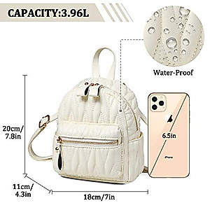 Mini Backpack Purse,ChaseChic Cute Fashion Small Quilted Daypacks for Girls Teens Women PU Leather Shoulder Bags Ladies,White