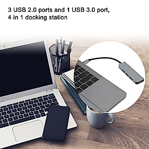 Multi-Port USB Type-C Hub,Mini 4 in 1 Multi Splitter Docking Station for Laptops,3 USB2.0 Ports,1 USB3.0 Port,5Gbps,Connect Mouse/Keyboard/Camera/Card Reader/Disk