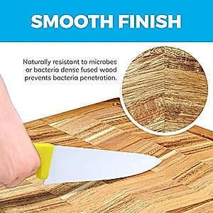 Extra Large Acacia Wood Cutting Board - Large Wooden Cutting Board for Kitchen w/Juice Grooves and Handles - Best Kitchen Cutting Boards for Chopping and Slicing or as a Charcuterie Plate