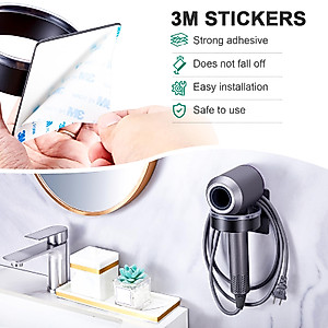 WAYASI Blow Dryer Holder Wall Mounted, Black Hair Dryer Holder, Stainless Steel Blow Dryer Organizer, Hair Tool Organizer for Hair Dryer Hanger, Adhesive Hair Dryer Storage for Bathroom Barber Shop