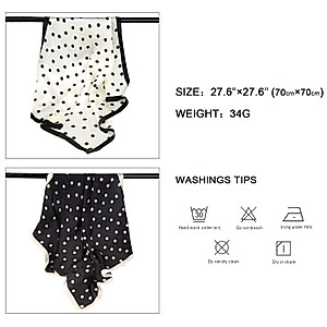 SOJOS Vintage Bandanas Square Silk Neck Scarf Polka Dot Scarfs for Women 2 Pack 27'' x 27'' Neckerchief Grace SC317 with White(Black Dot) + Black(White Dot) 2 Scarves
