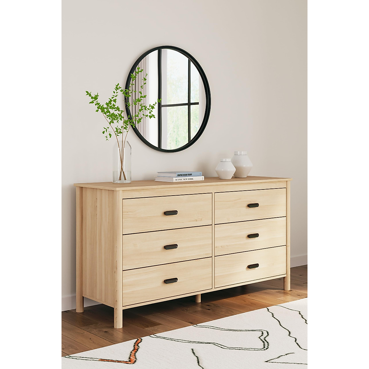 Signature Design by Ashley Cabinella Casual 6-Drawer Dresser with Safety Stop, Light Brown