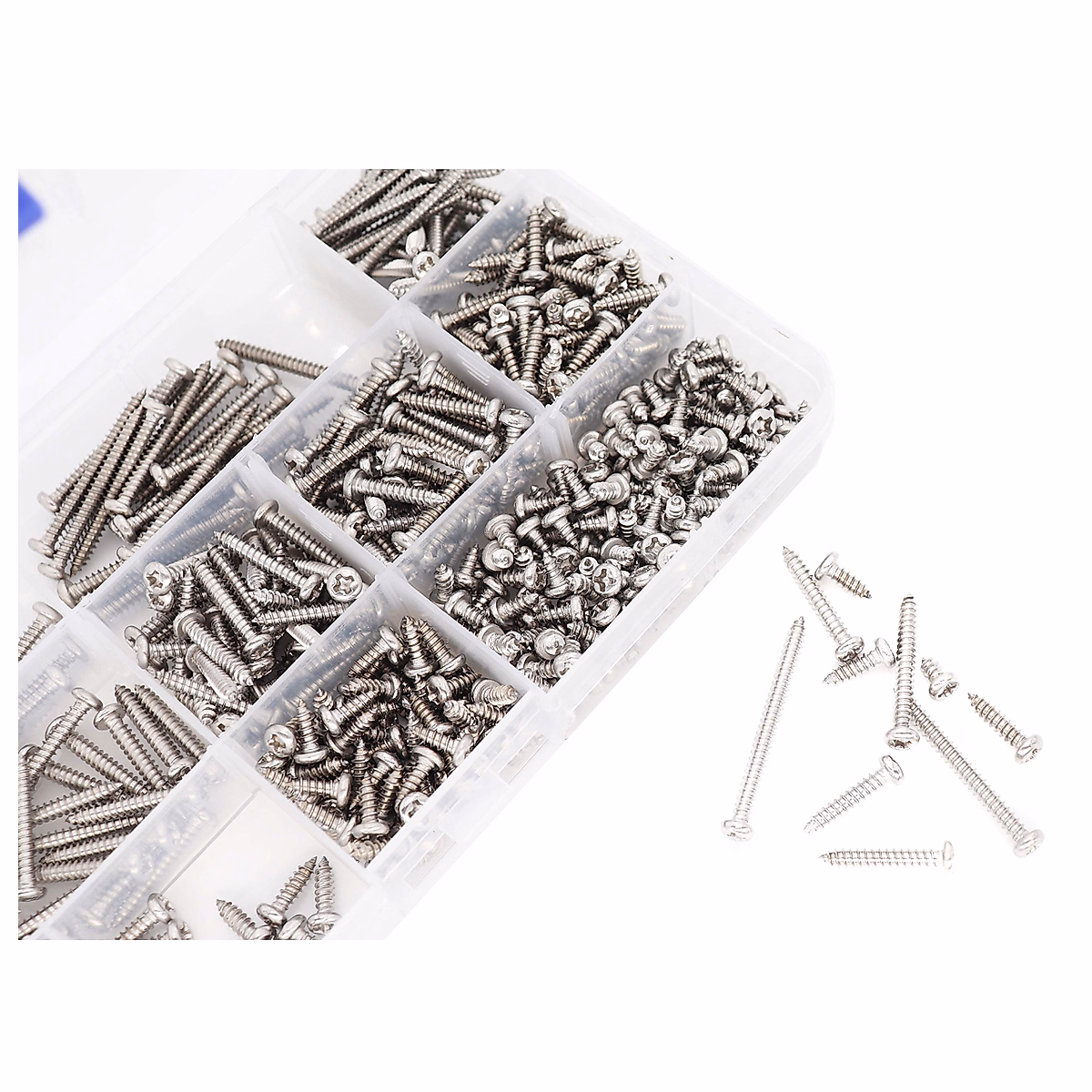 binifiMux 390pcs M3 Phillips Pan Head Screws Self Tapping Drilling Screws Assortment Kit, 304 Stainless Steel, 10 Sizes