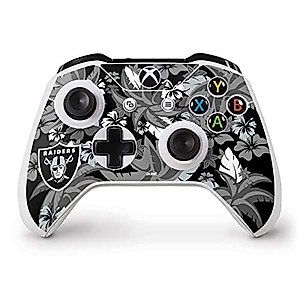 Skinit Decal Gaming Skin Compatible with Xbox One S Controller - Officially Licensed NFL Las Vegas Raiders Tropical Print Design