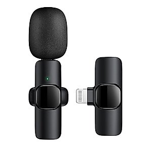 Uonkeus Mini Wireless Lavalier Microphone for iPhone/ipad, Professional Noise Reduction Clip-on Mic for iPhone, Video Recording Live Stream Interview Podcast YouTube Vlog Tiktok Plug-Play