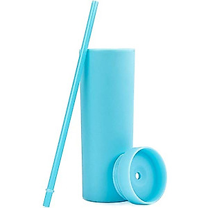 STRATA CUPS Skinny Tumblers (12 pack) 16oz Tumbler Matte Pastel Colored Acrylic, Tumblers with Lids and Straws, Tumblers Bulk, Cups with Lids and Straws, Tumbler with Lid and Straw, Acrylic Cups