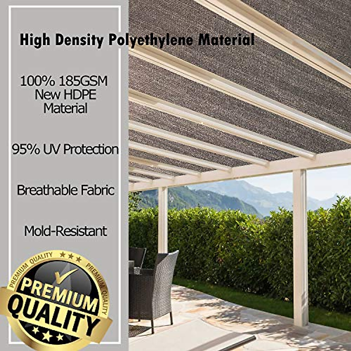 Alion Home Privacy Sun Shade Fabric, Permeable DIY UV Shade Cloth for Patio, Pergola, Windows, Garden (Mocha Brown, 3.5 x 50 FT)